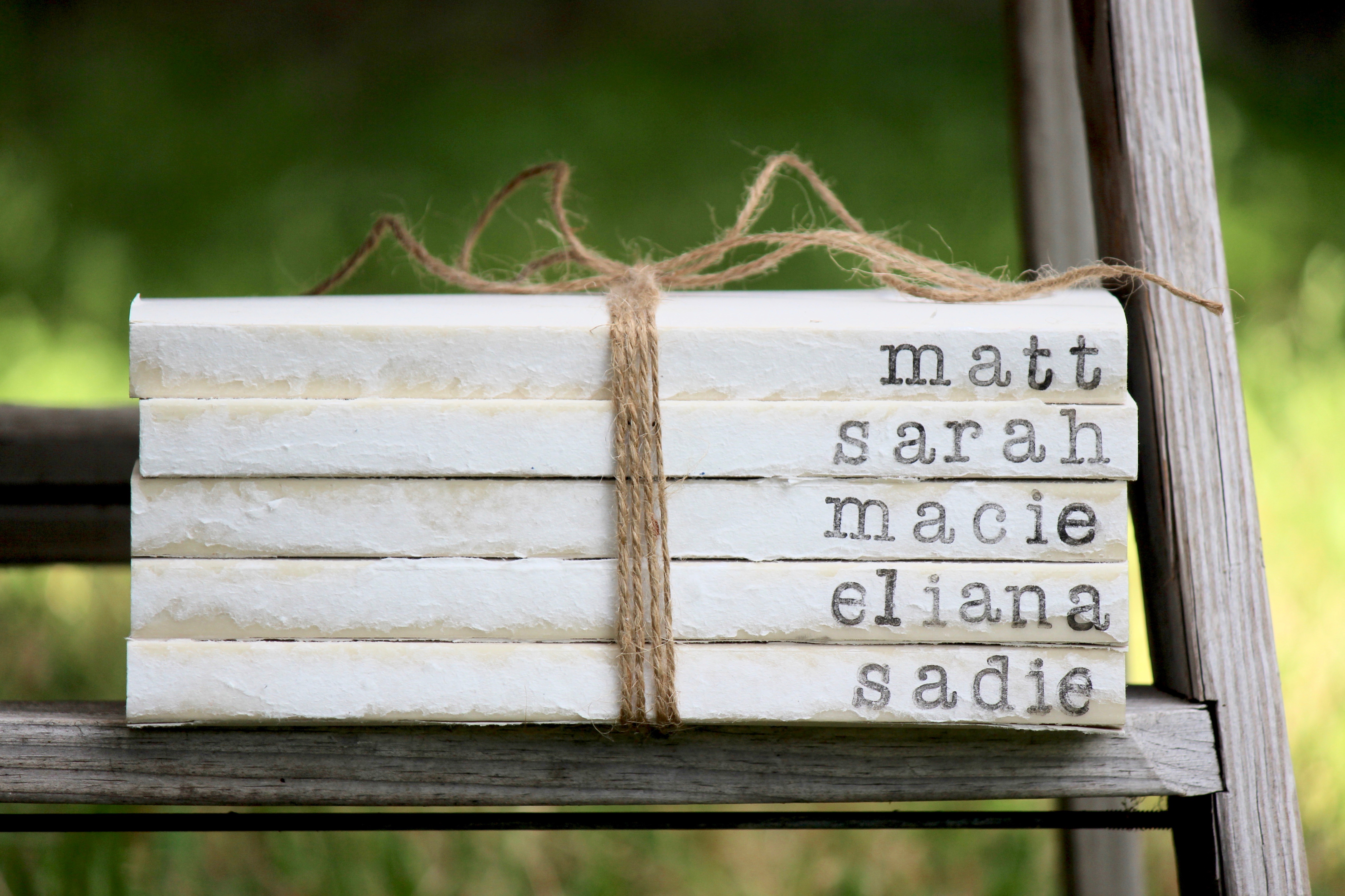 Hand Stamped Book Stack
